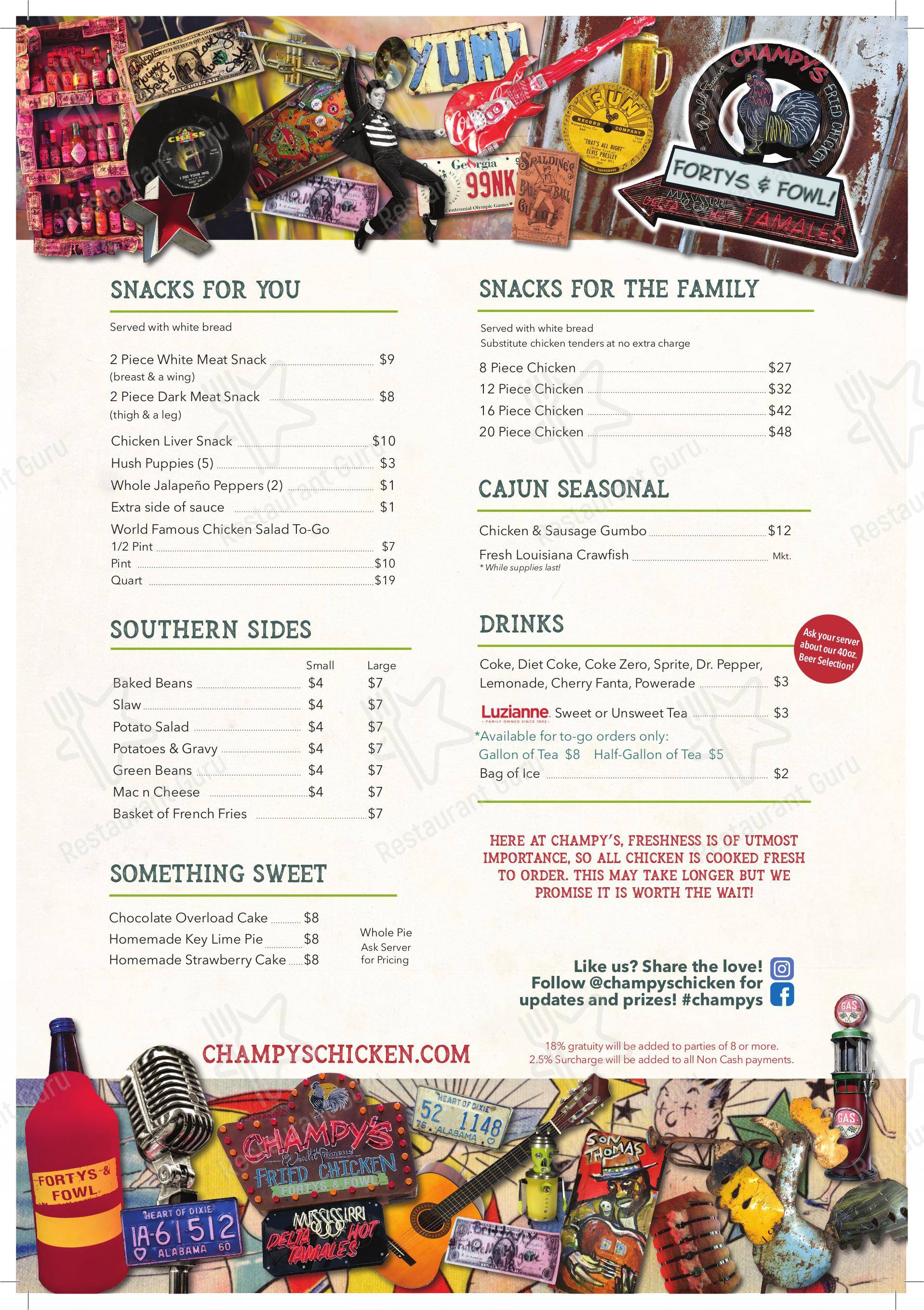 Menu at Champy’s pub & bar, Chattanooga, Ringgold Rd