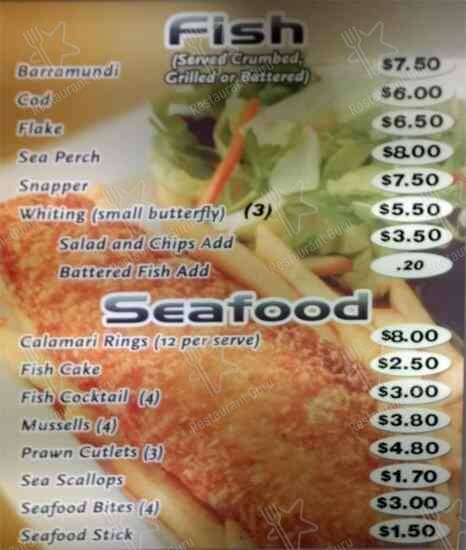 Menu at Chatswood Hills Seafood TakeAway Fish & Chips fast food ...