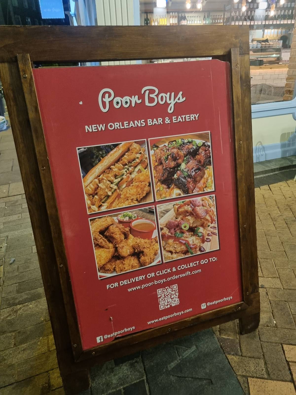 Menu at Poor Boys restaurant, Kingston upon Thames