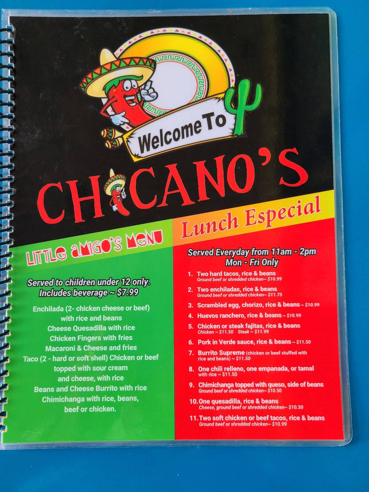 Menu at Chicanos Mexican Restaurant, Venice, U.S. 41 Bypass S