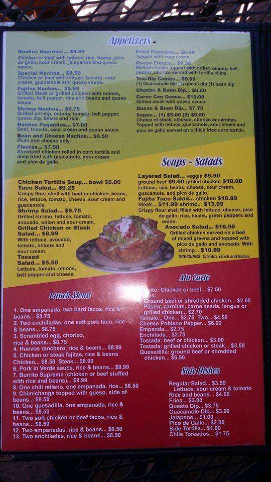 Menu at Chicanos Mexican Restaurant, Venice, U.S. 41 Bypass S