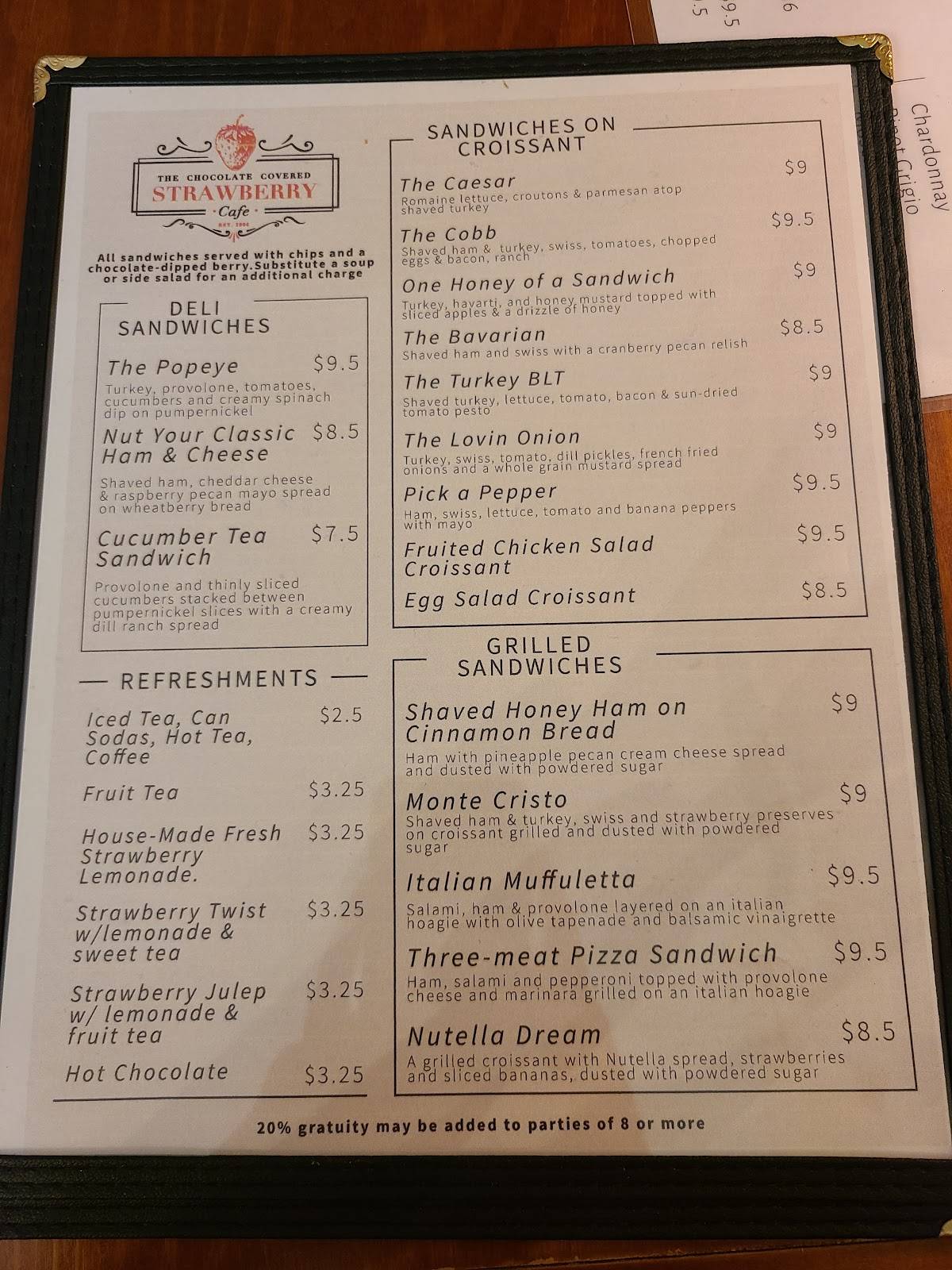 Menu at Chocolate Covered Strawberry cafe, Gallatin, Nashville Pike