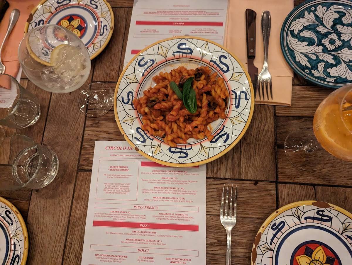 Menu at Circolo Popolare restaurant, London