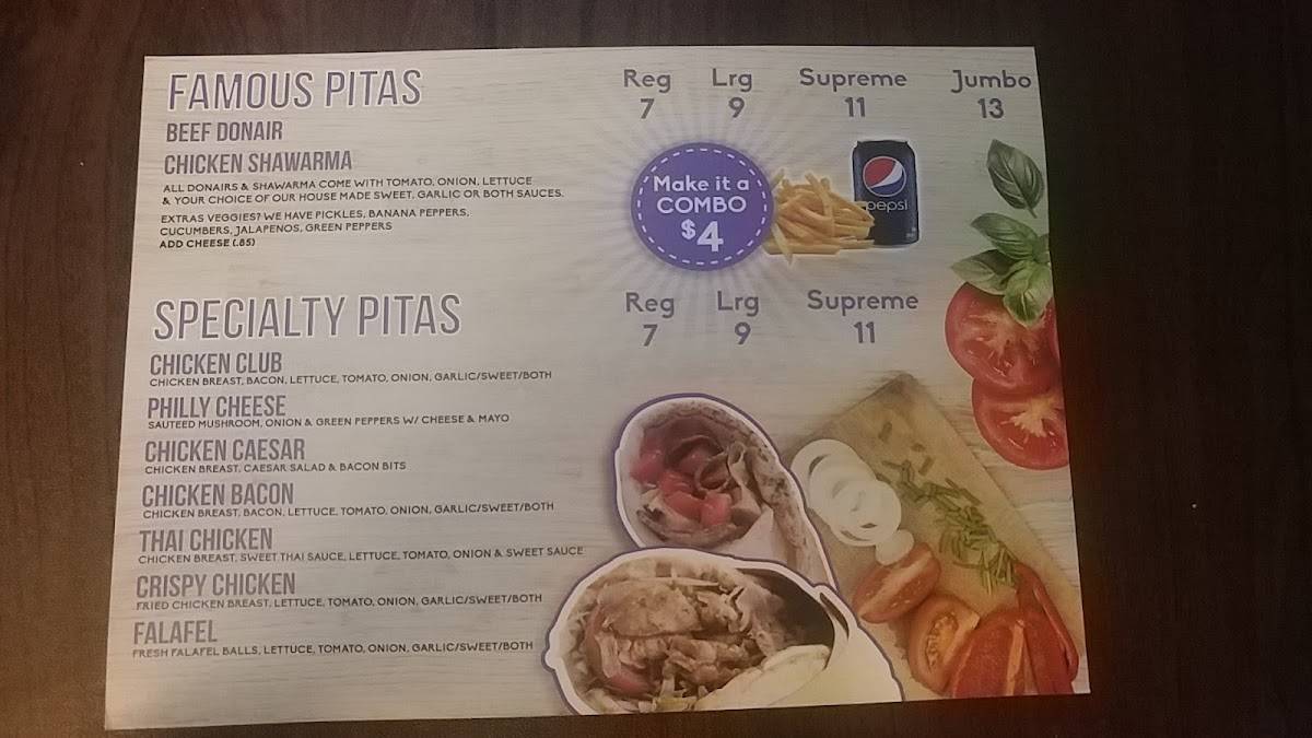 Menu at Cleopatras Famous Donair & Pita restaurant, Red Deer