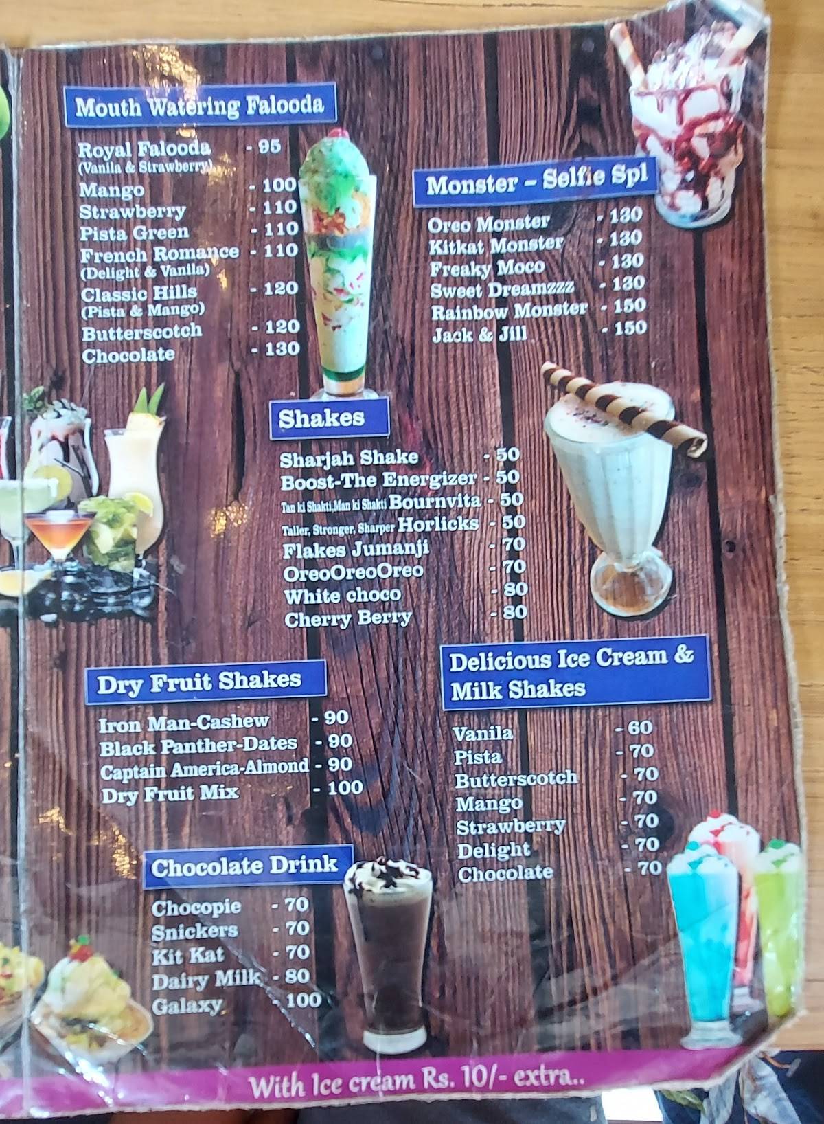 Menu at CoCo MoCo, Mavelikara