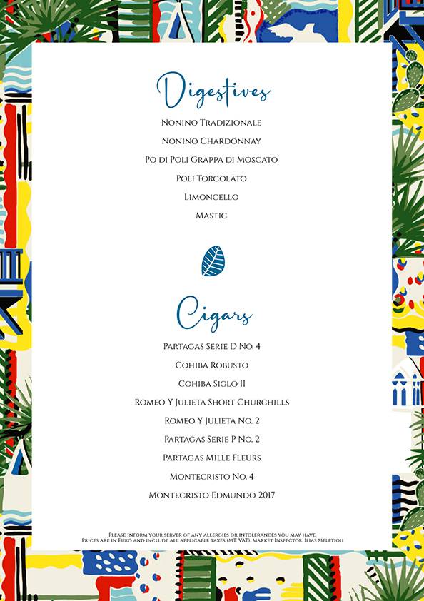 Menu at Cocco Mykonos, Mikonos