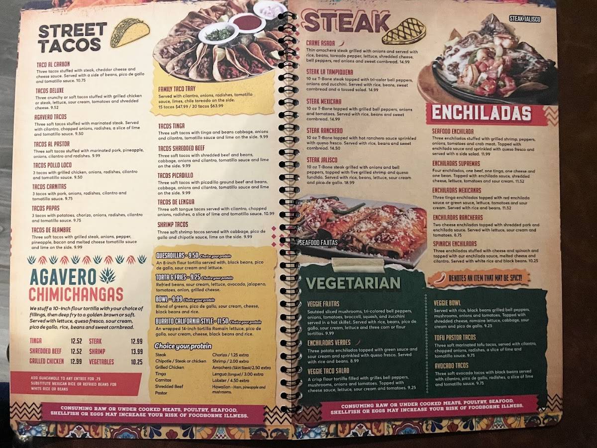 Menu at Agavero Grill & Cantina restaurant, Collinsville