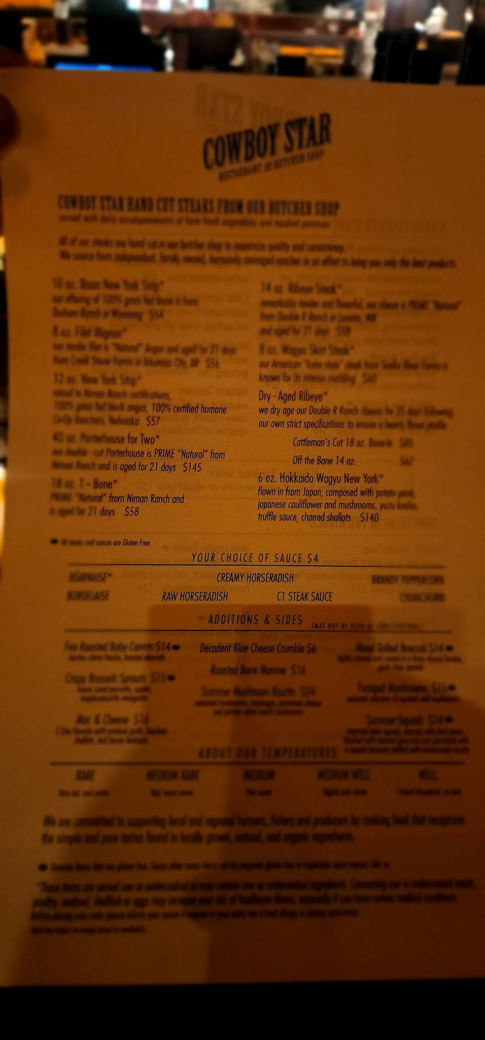Menu at Cowboy Star Restaurant and Butcher Shop, San Diego
