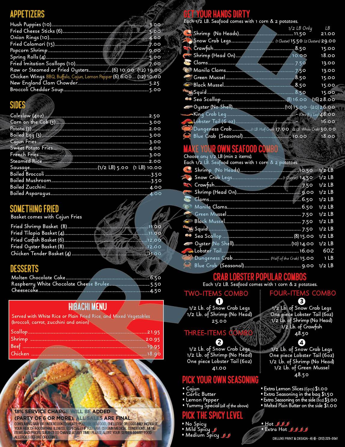 Menu at Crab Lobster restaurant, Forsyth
