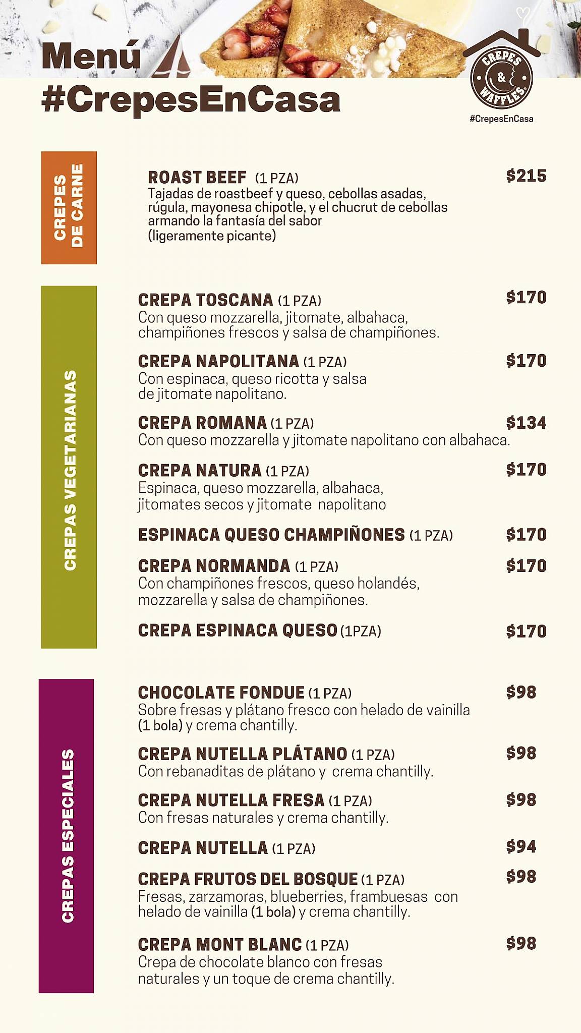 Carta del restaurante Crepes & Waffles, Naucalpan del Juárez, Cto ...