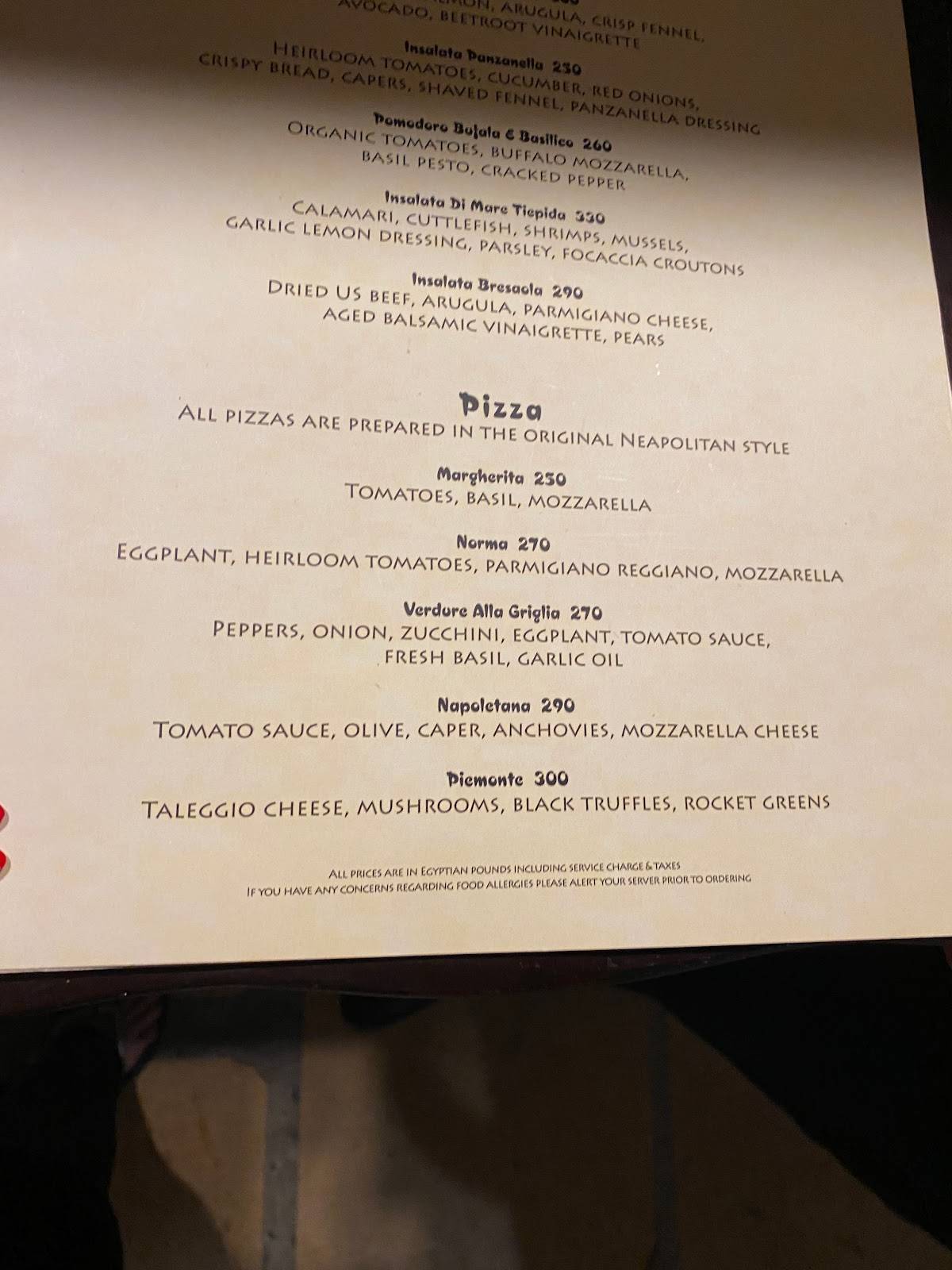Menu at Cucina restaurant, New Cairo City