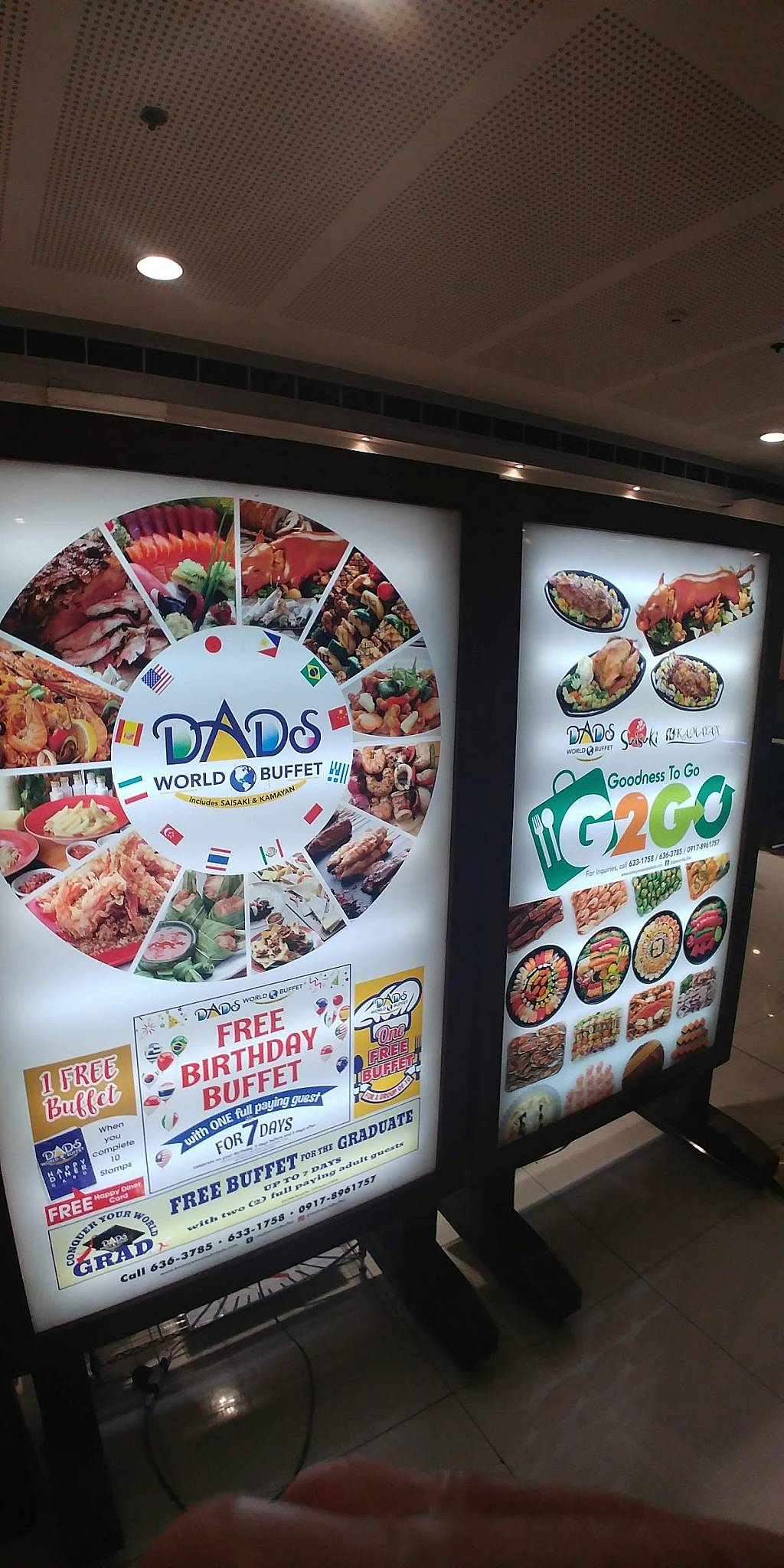 Menu at DADS World Buffet restaurant, Mandaluyong, SM Megamall