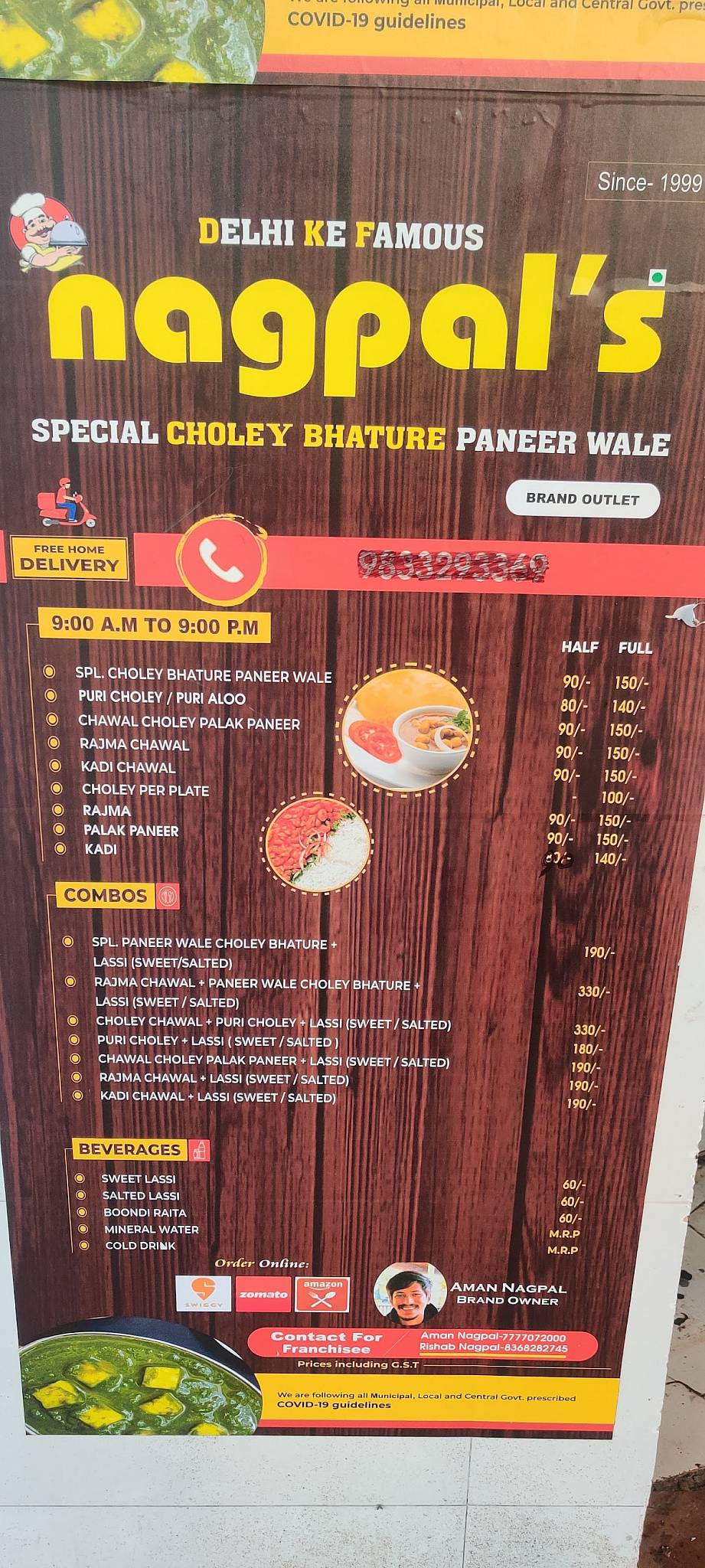 Menu at DELHI KE FAMOUS Nagpal's Chole Bhature, Mumbai