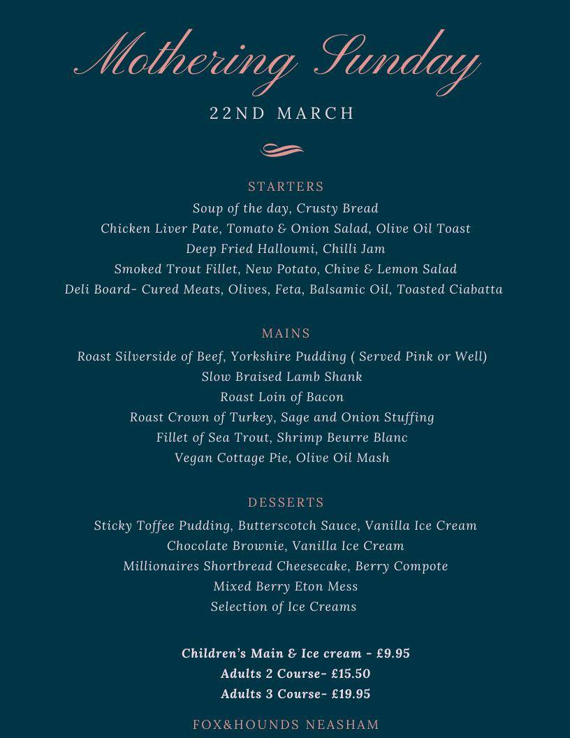 Menu at The Fox & Hounds Neasham pub & bar, Darlington