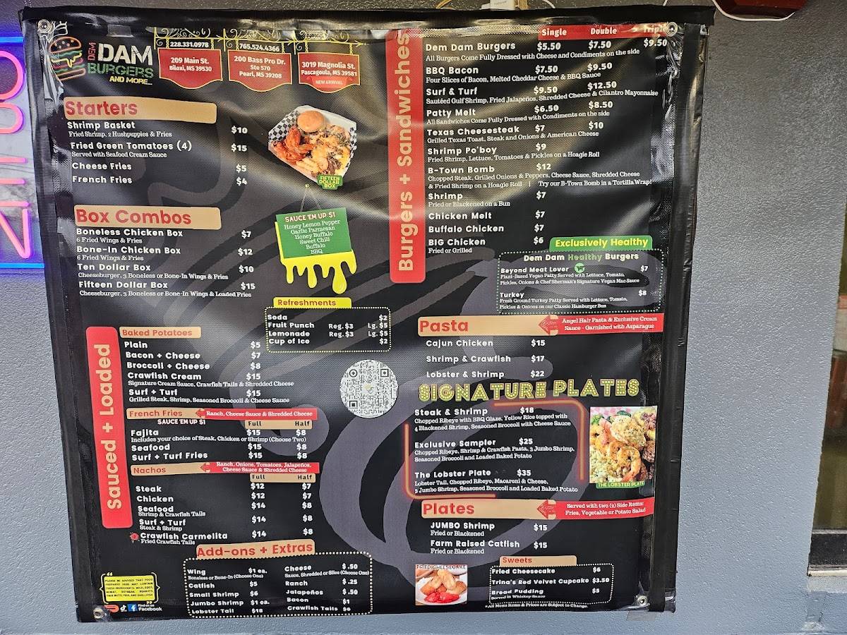 Menu at Dem Dam Burgers - Biloxi, Ms restaurant, Biloxi