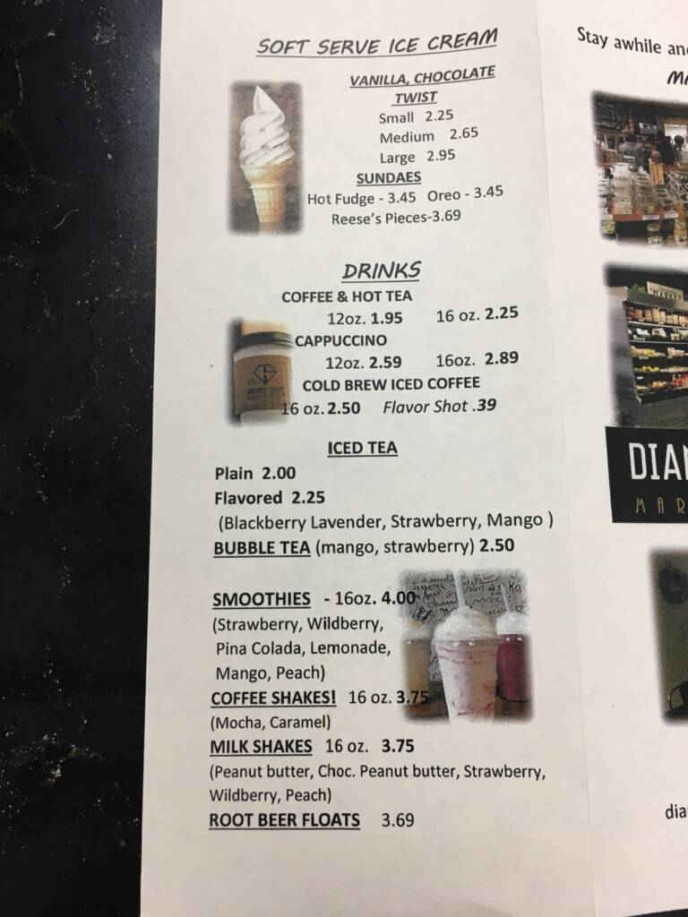 Menu at Diamond Square Market Deli Cafe, Williamsport