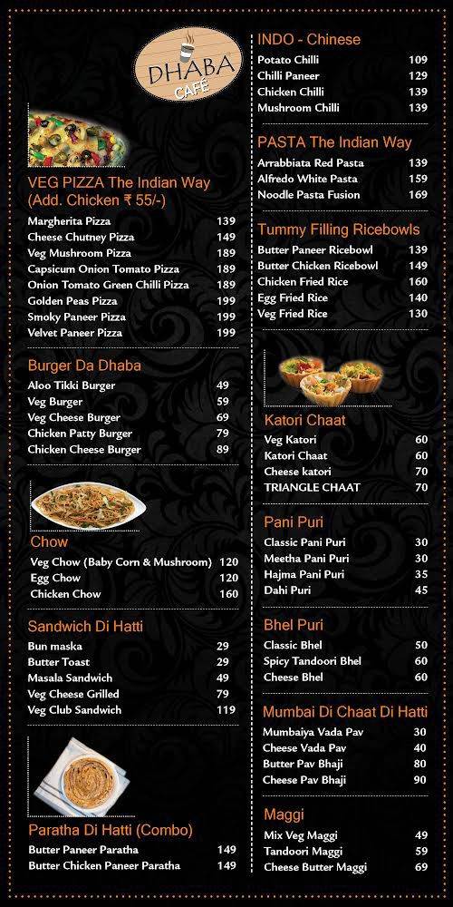 Menu at Dhaba Café, Dimapur