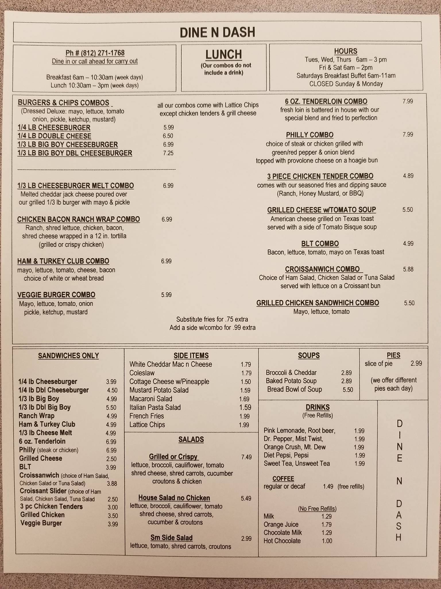 Menu at Dine n dash, Seymour
