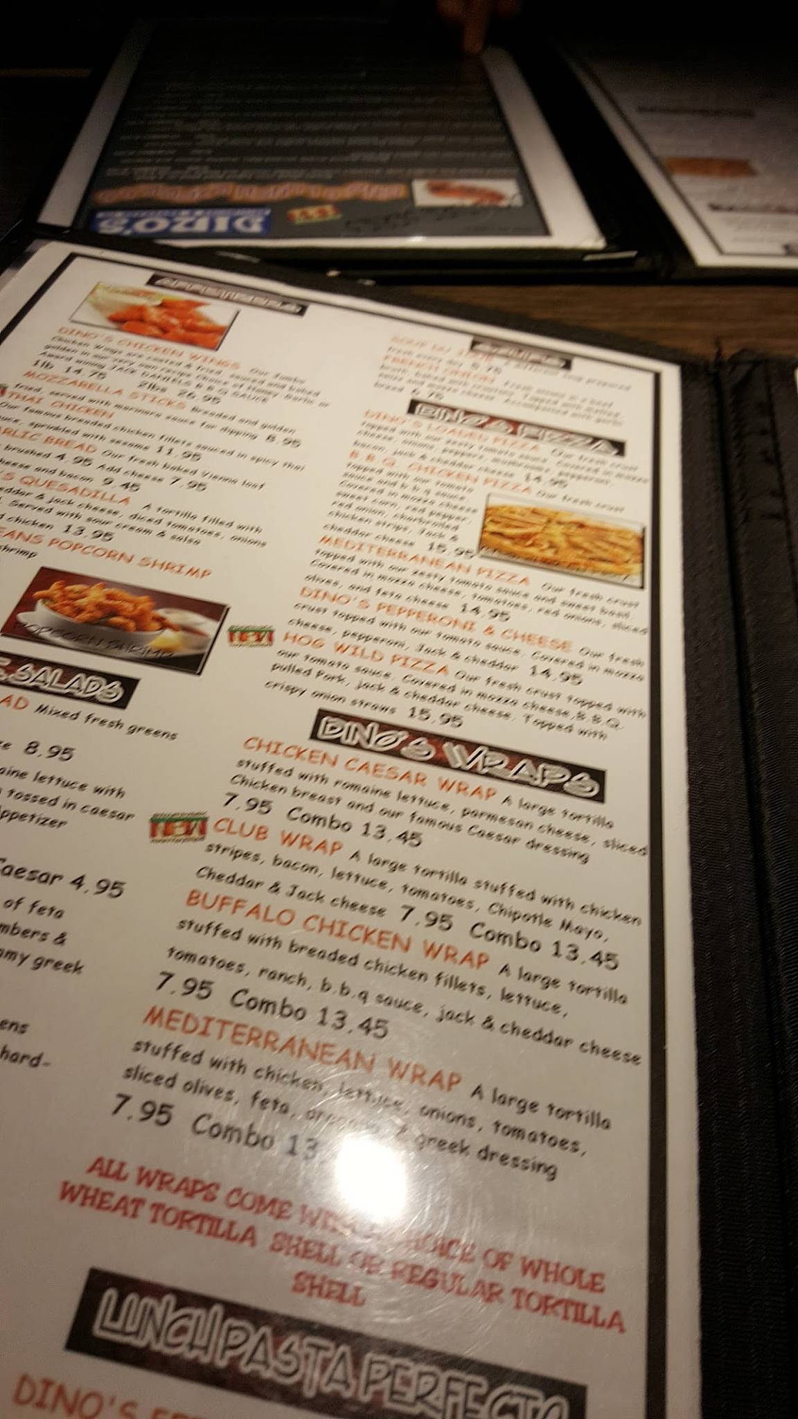 Menu at Dino's Grillhouse restaurant, Ingersoll