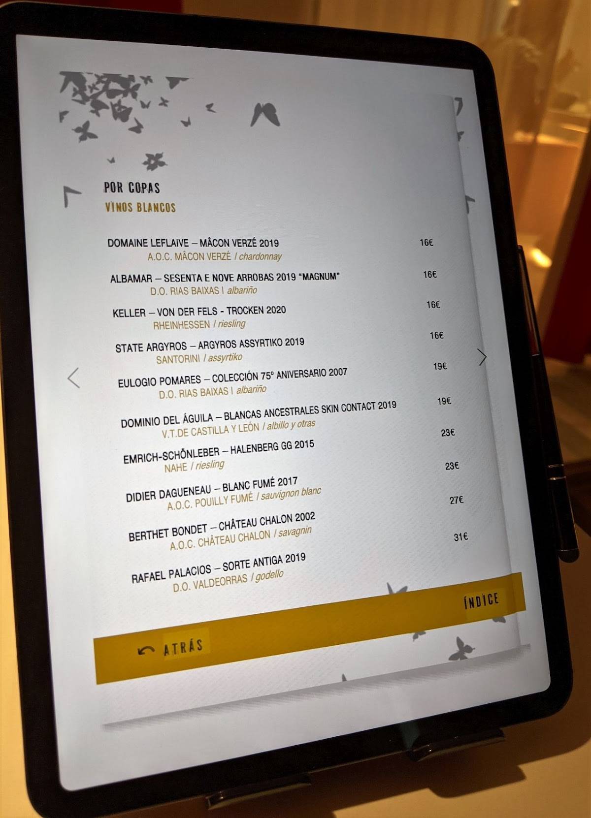 Menu at DiverXO restaurant, Madrid, NH Eurobuilding