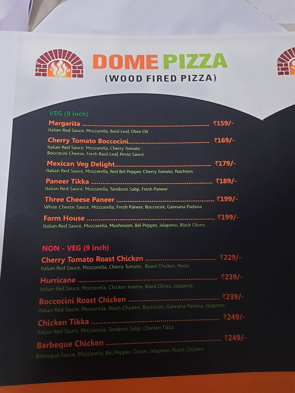 Menu at Dome Pizza, Bhubaneswar