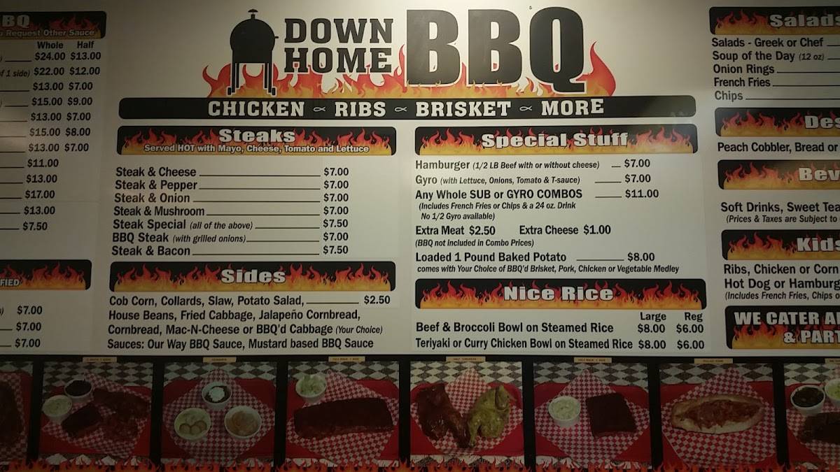 Menu at Down Home BBQ, Sierra Vista