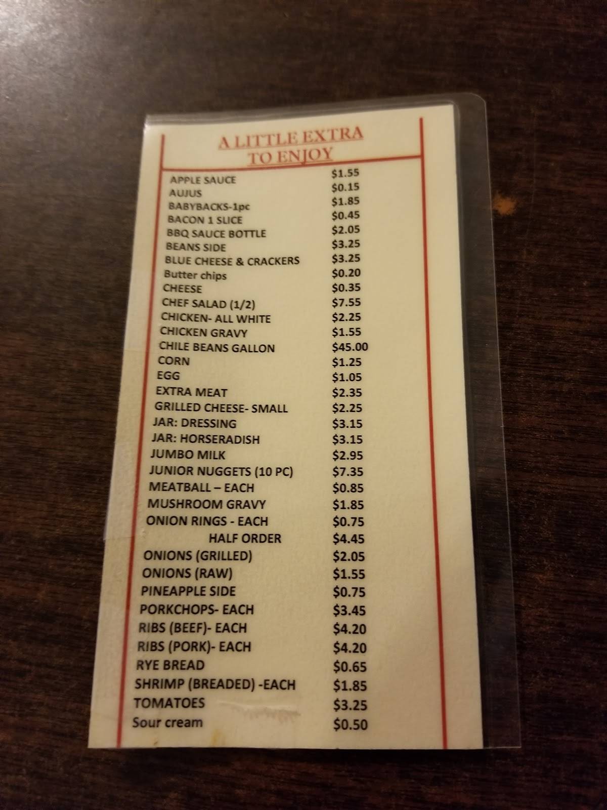 Menu at Chris & Pitts BBQ Restaurant, Downey