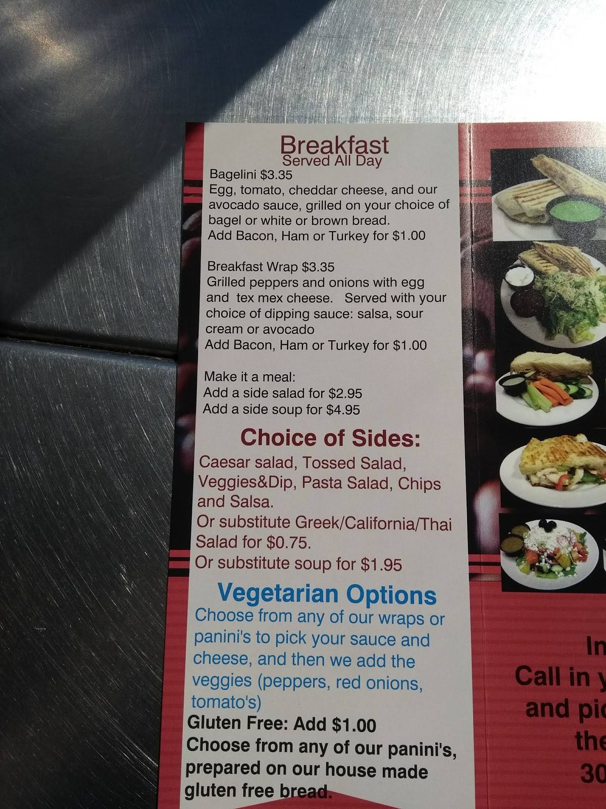 Menu at Dr. Java's Coffee House, Prince Albert