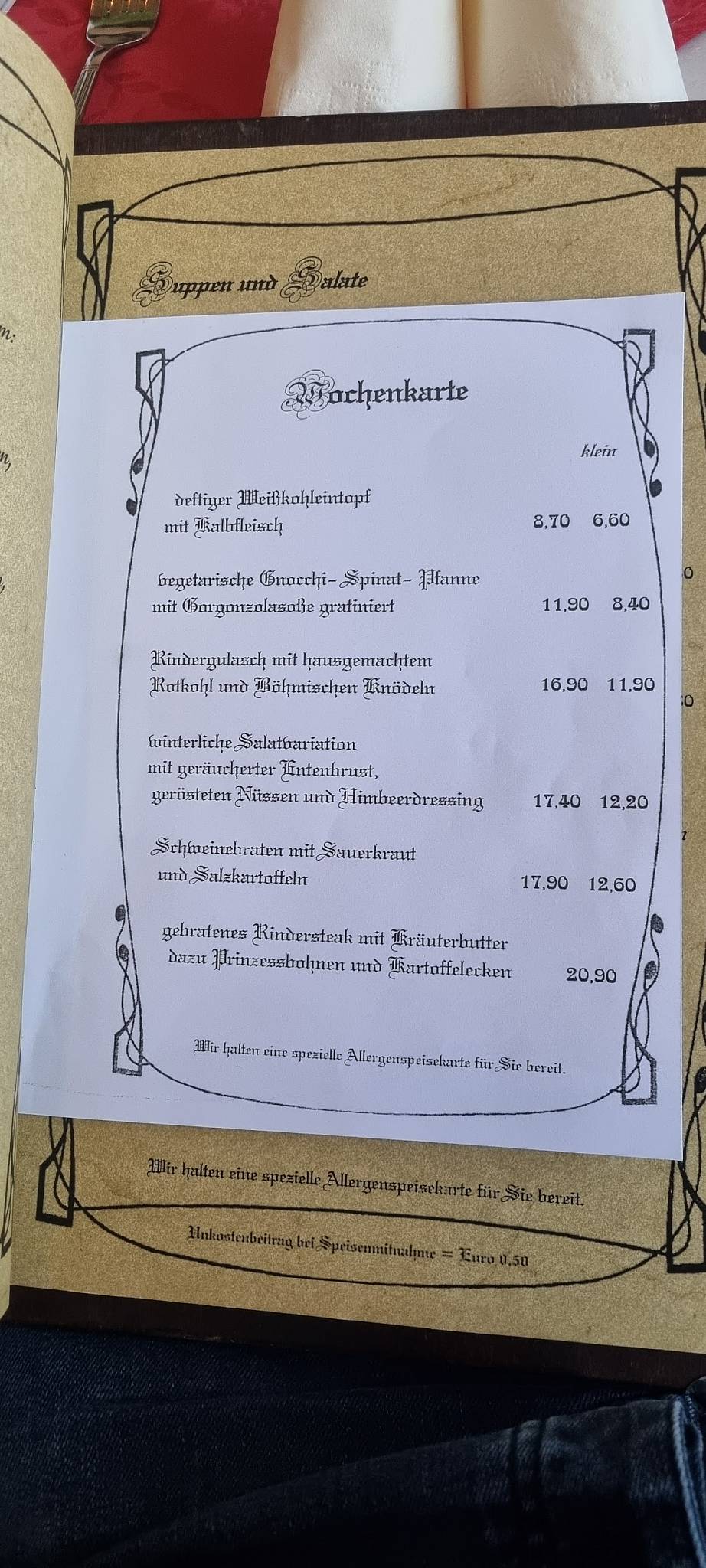 Speisekarte von Homage restaurant, Dresden