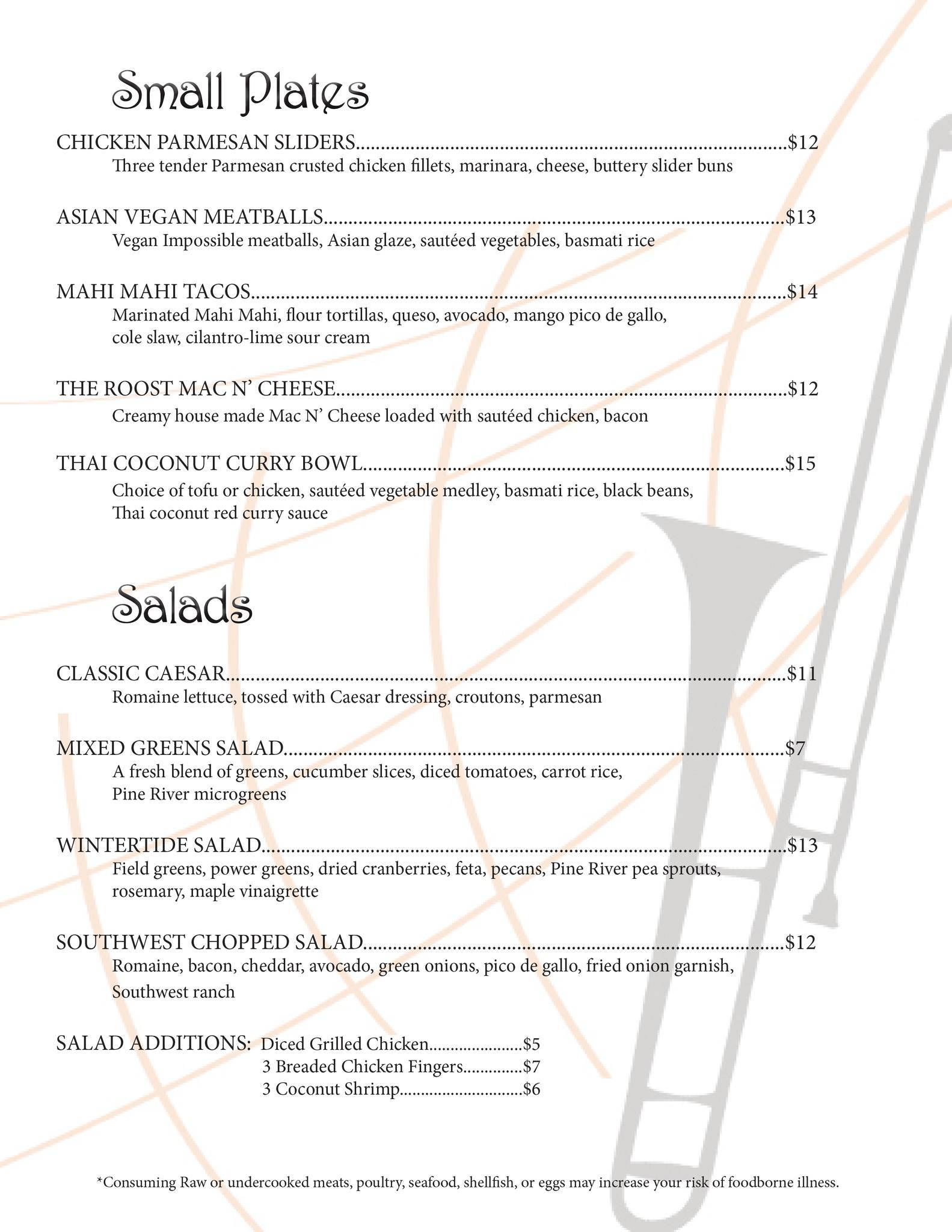 Menu at The Roost pub & bar, Durango