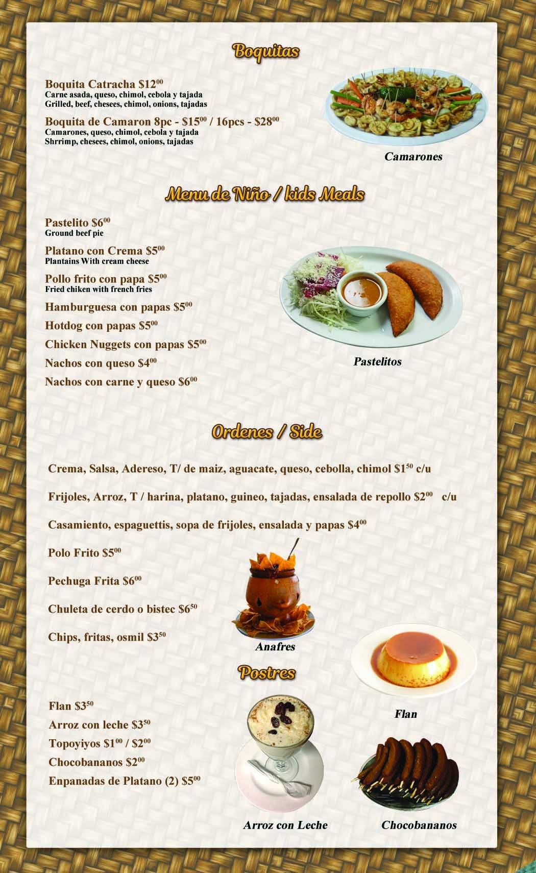 Menu at El Catrachito restaurant, Houston