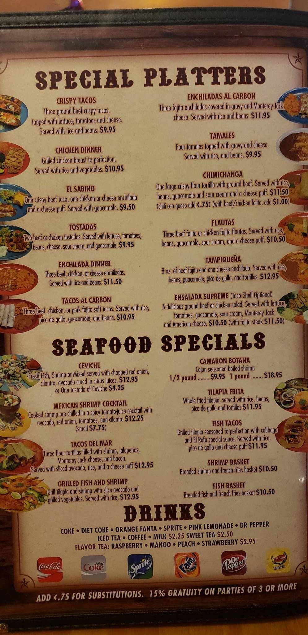 Menu at El Refu pub & bar, Humble