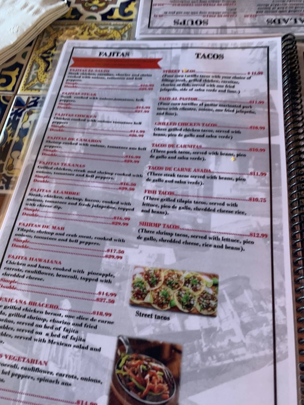 Menu at El Salto Mexican Restaurant, Chesterfield