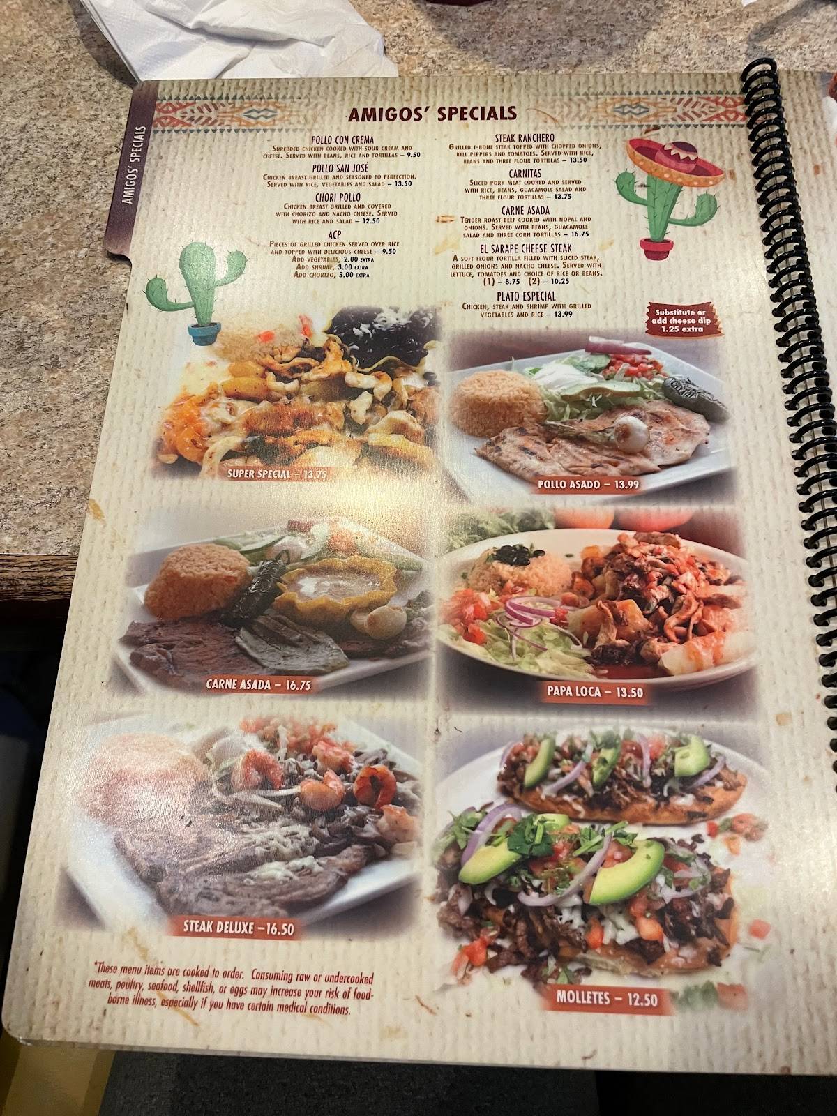 Menu at El Sarape Mexican Restaurant, Hickory