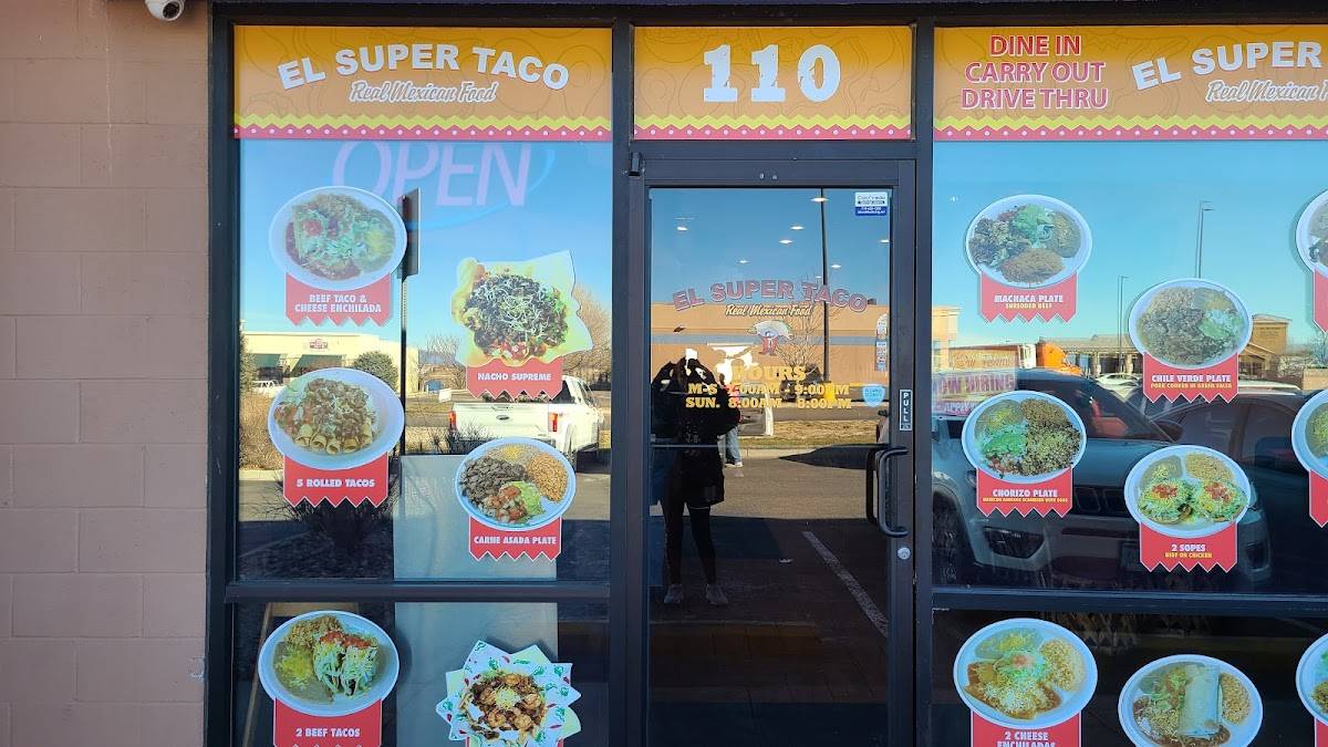 Menu at El Super Taco restaurant, Pueblo West