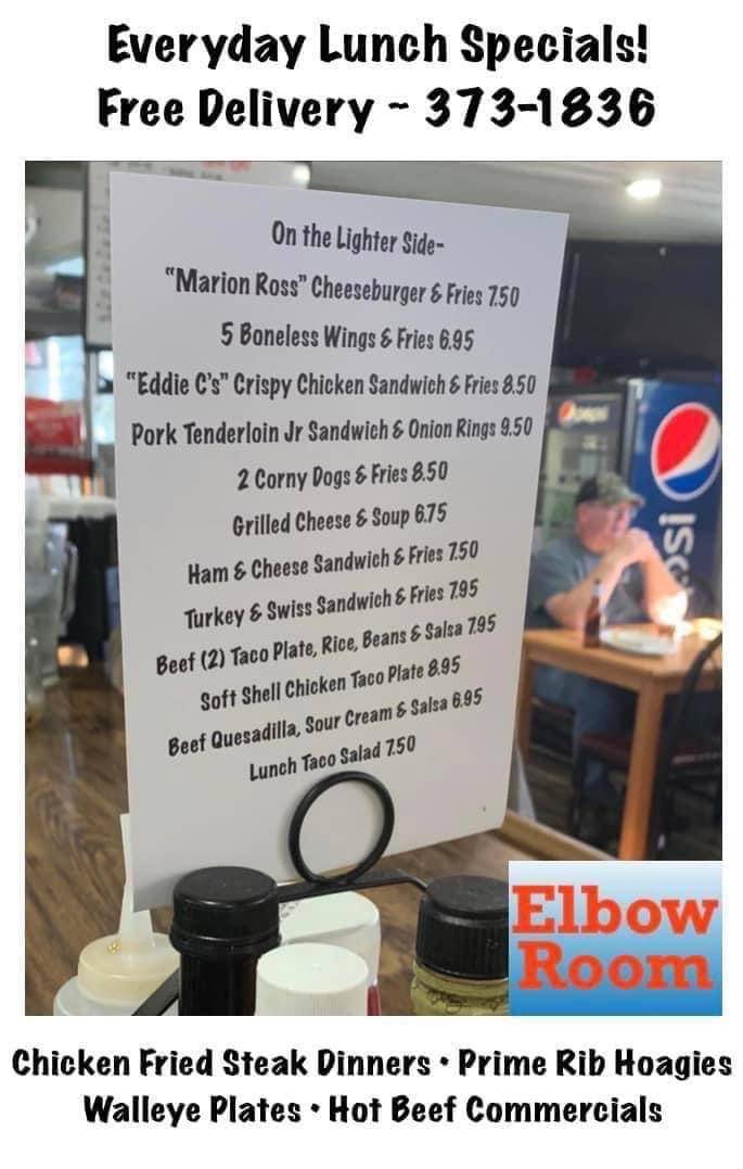 Menu at Elbow Room restaurant, Albert Lea