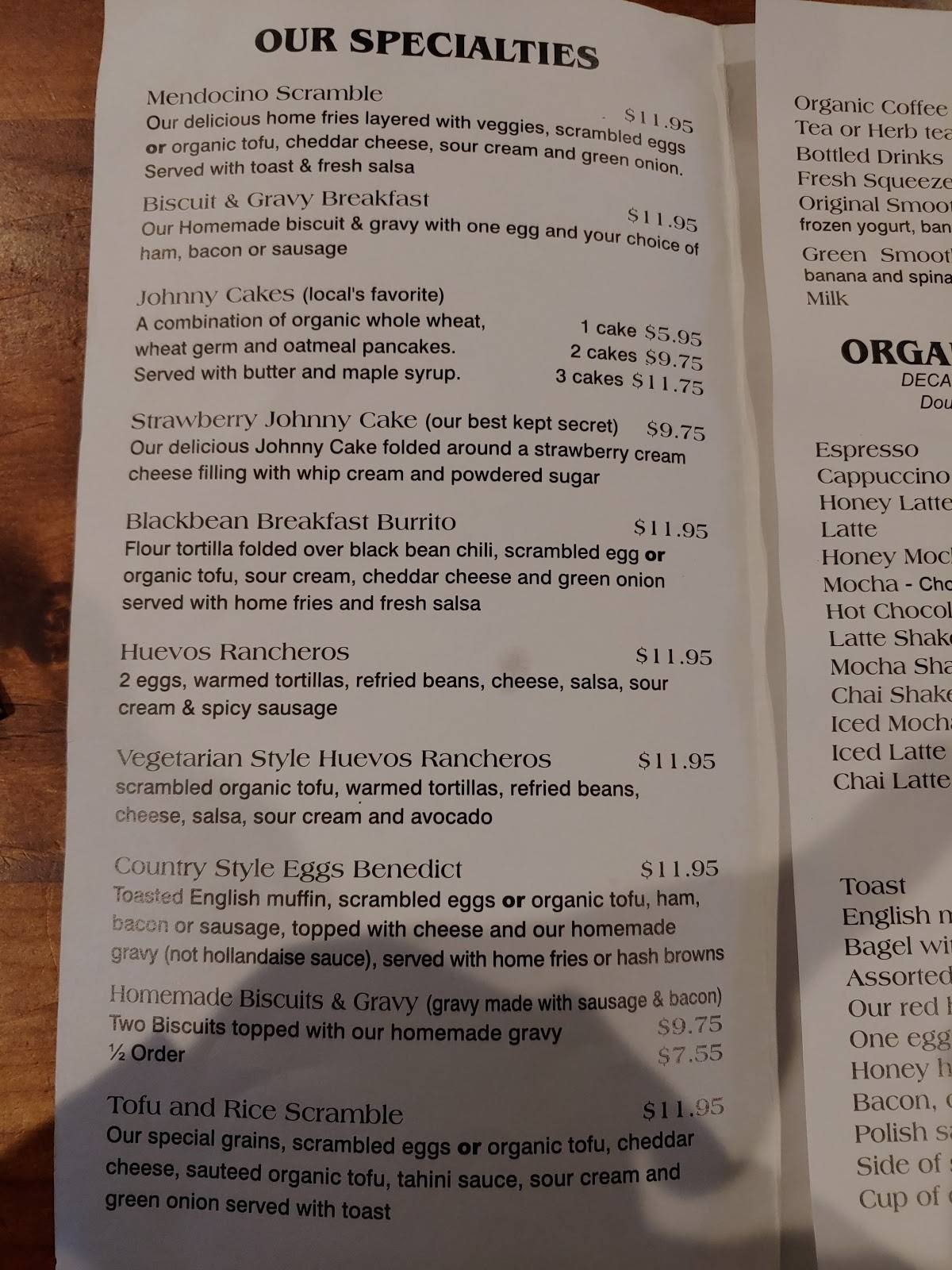 Menu at Ellie's Mutt Hut restaurant, Ukiah