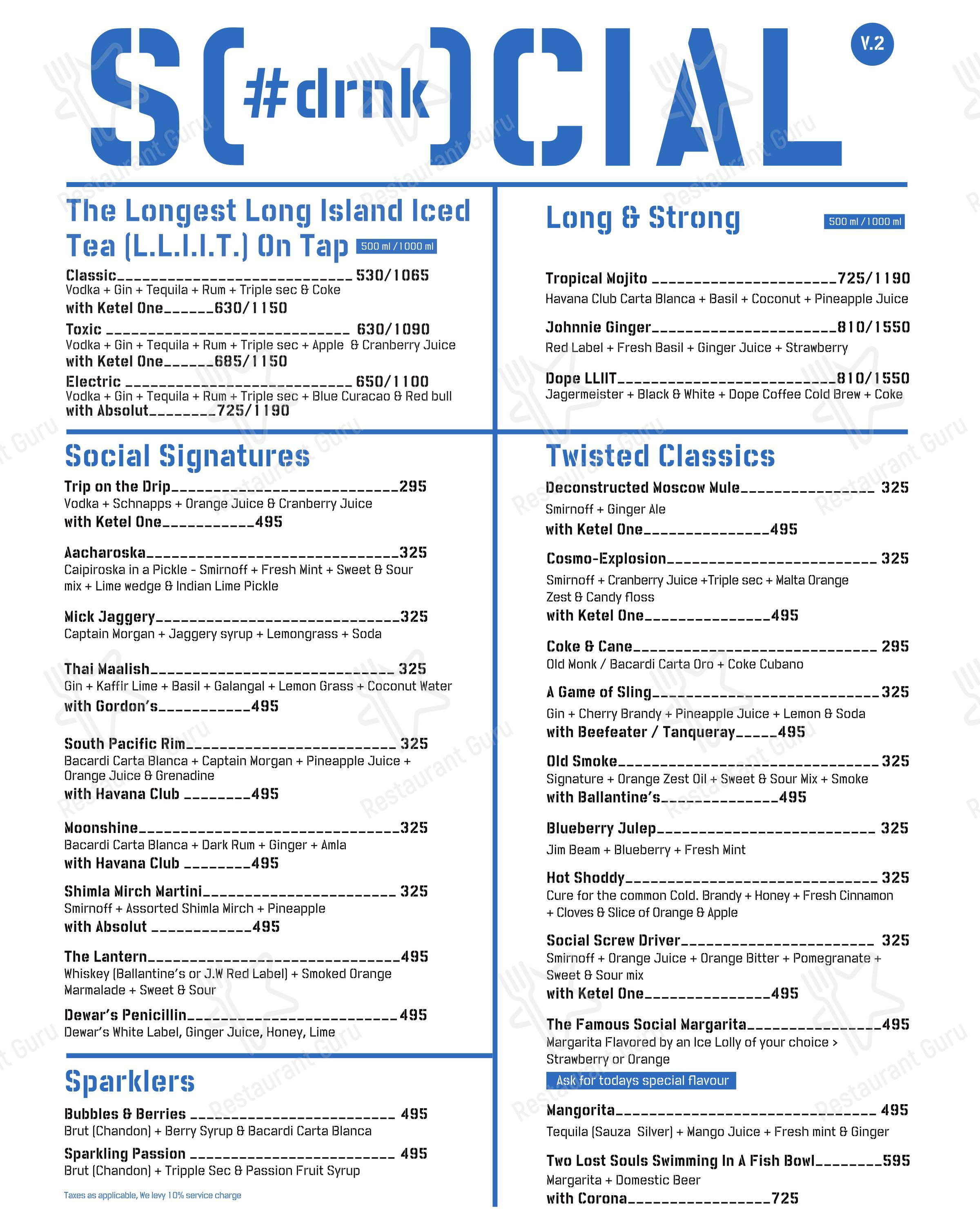 Menu at FC Road Social, Pune