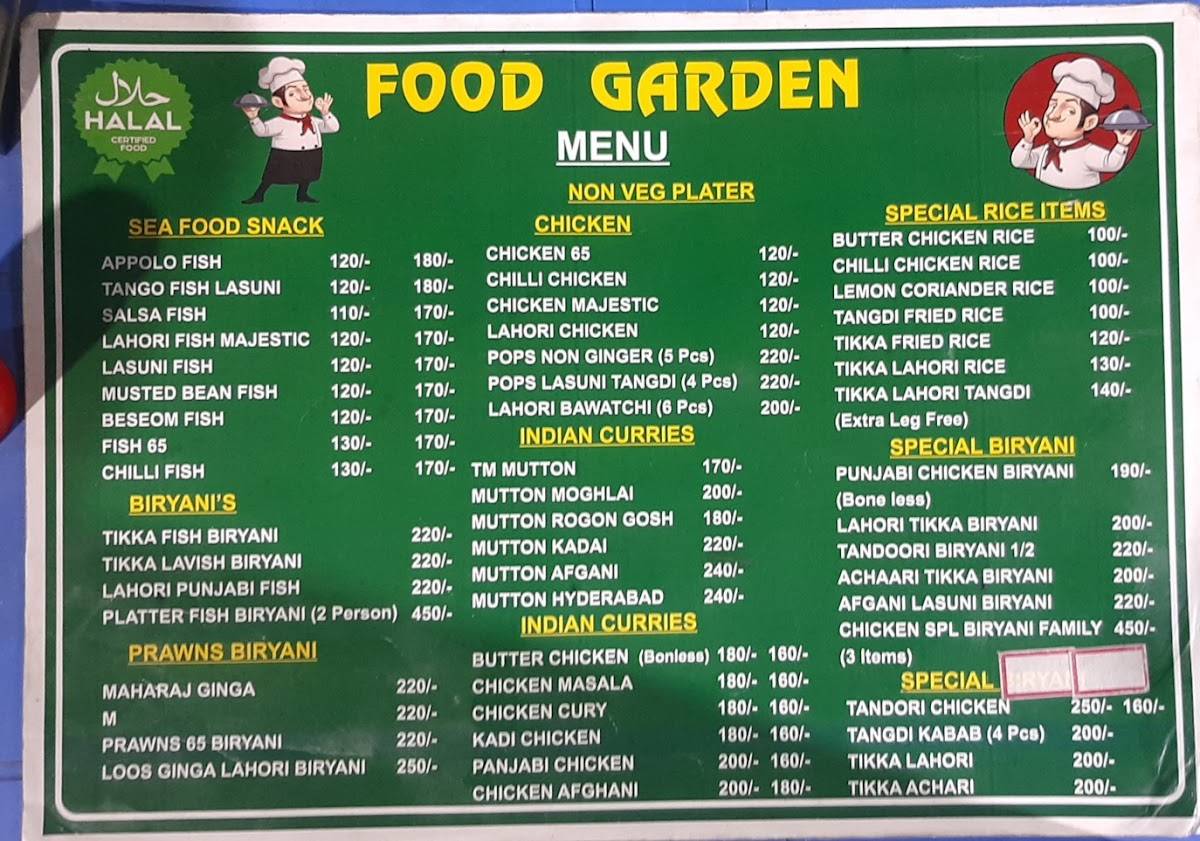 Menu at FOOD GARDEN, Hyderabad, Ramanilayam Temple