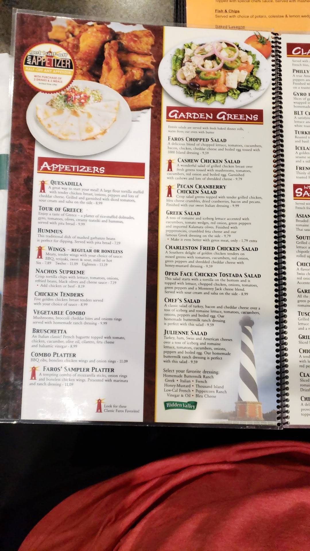 Menu at Faros Restaurant & Cocktails, Fond du Lac