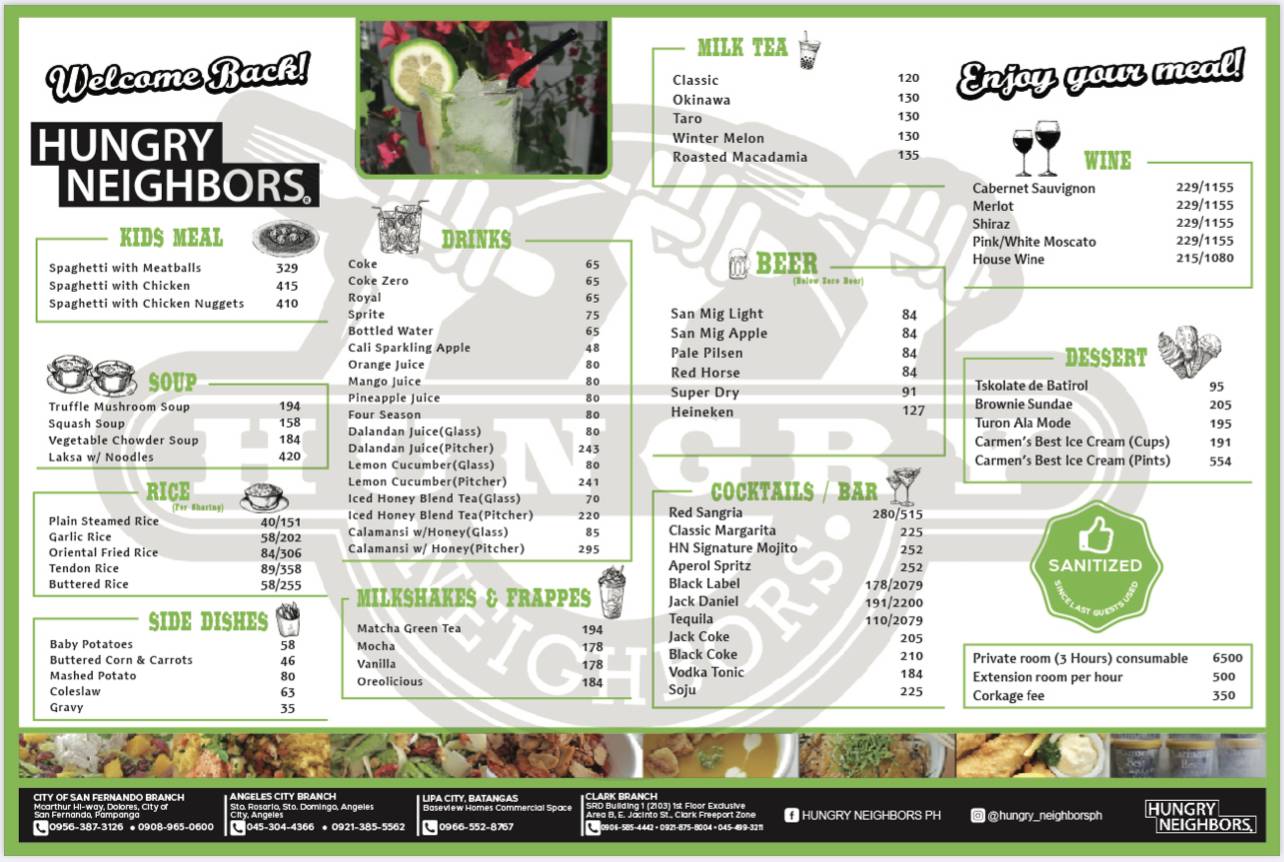 Menu at Hungry Neighbors fast food, Angeles, 4HHW+6JJ