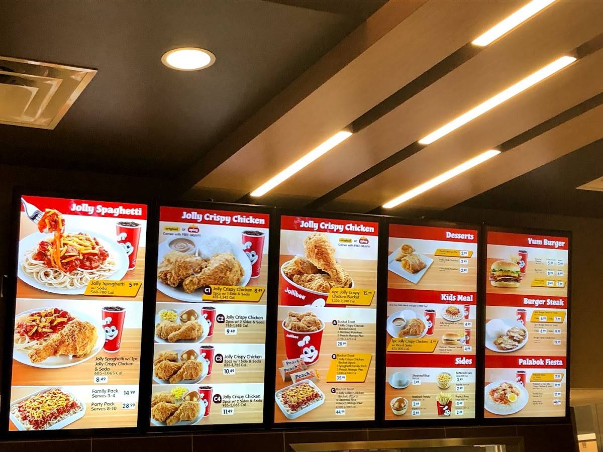 Menu at Jollibee fast food, Winnipeg, Ellice Ave