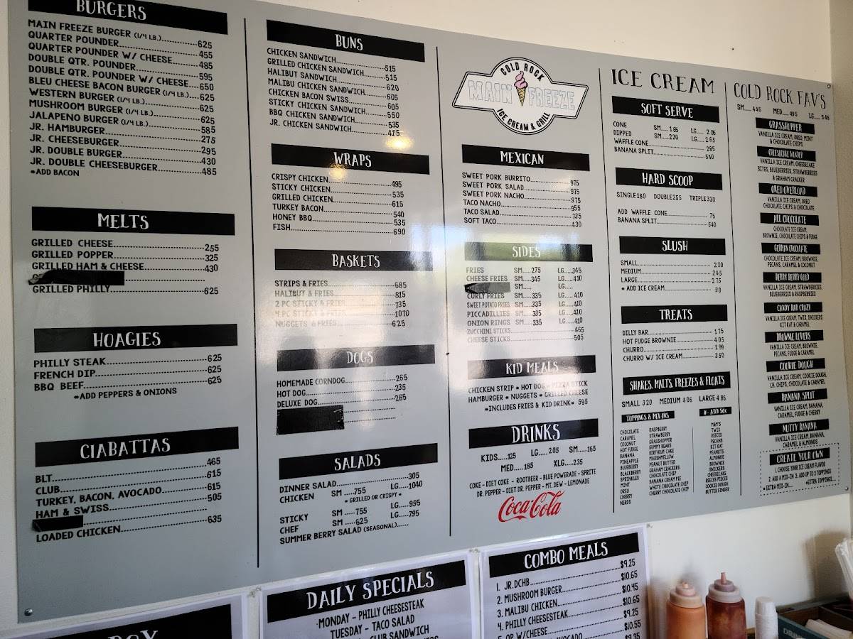 Menu at Main Freeze fast food, Gunnison