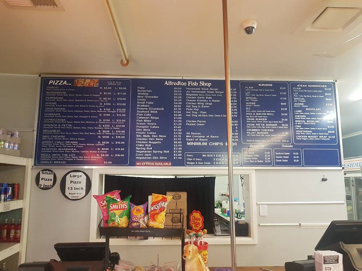 Menu at The Alfredton Fish Shop fast food, Alfredton