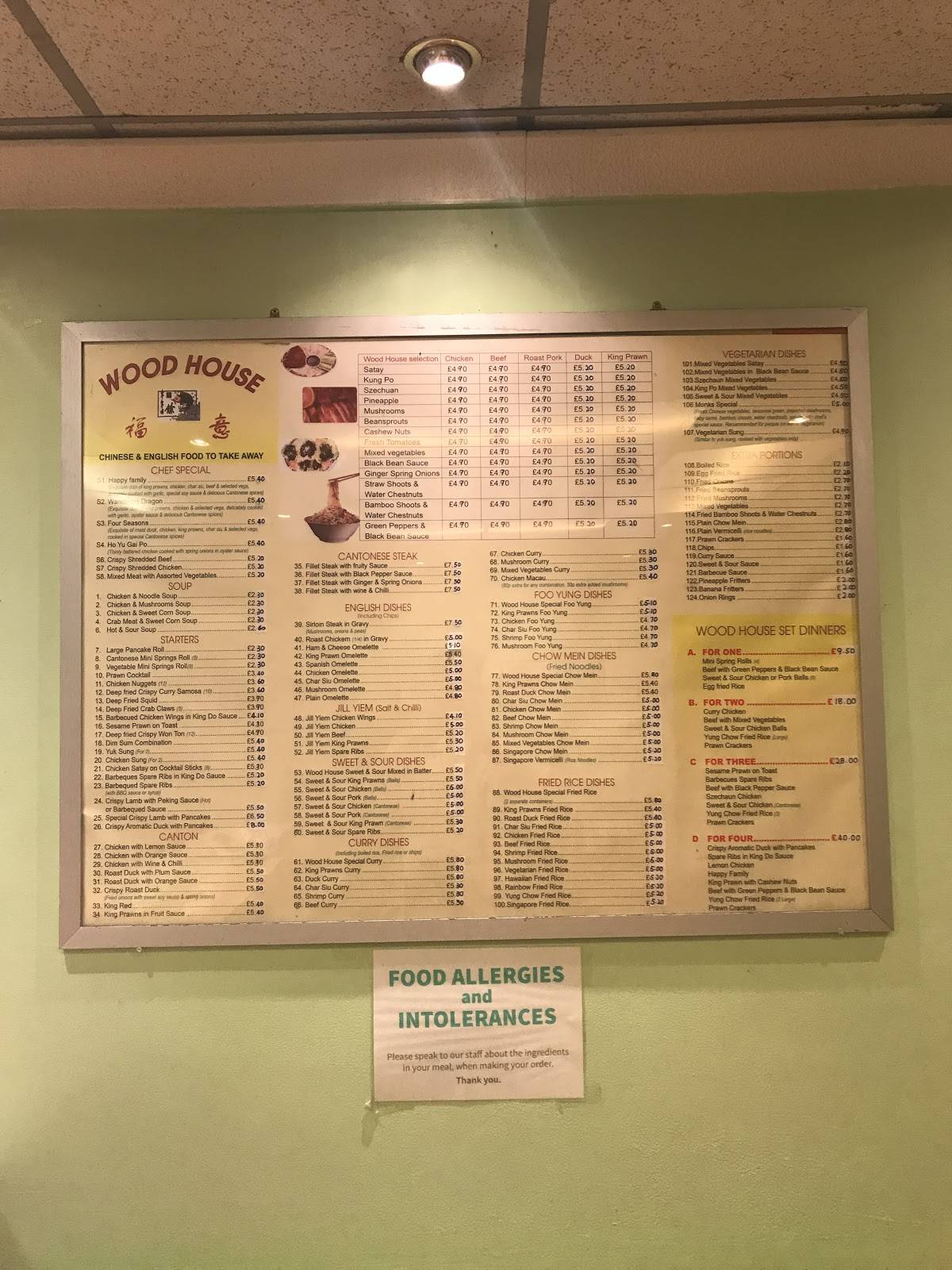 Menu at Wood House fast food, Walsall