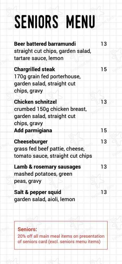 Menu at Fitzys Loganholme pub & bar, Loganholme