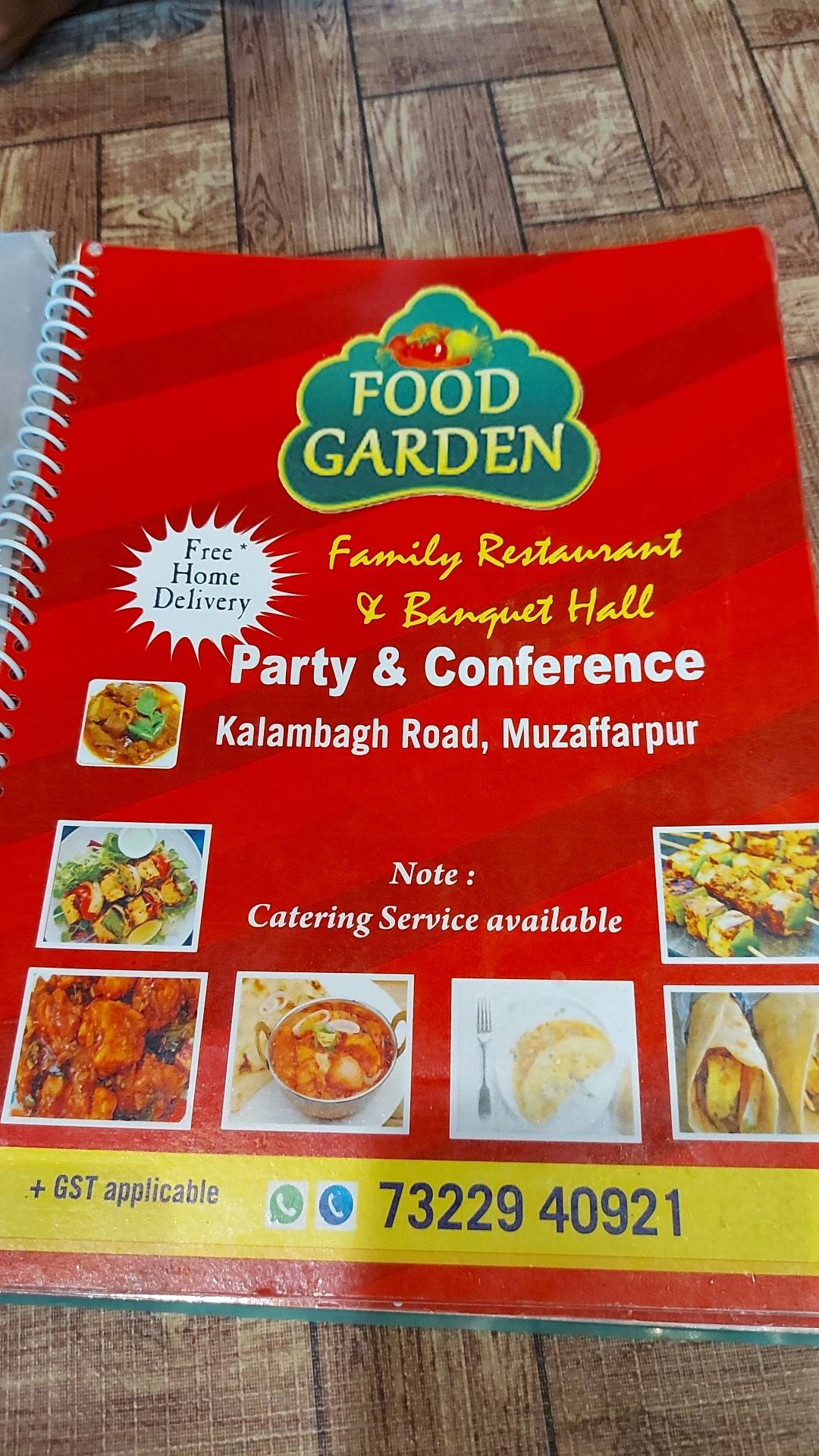 Menu at Food Garden, Muzaffarpur