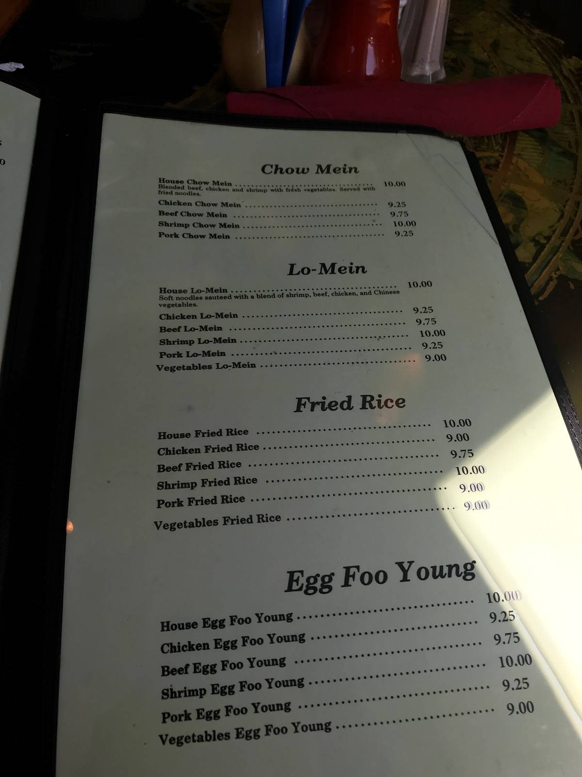 Menu at Formosa Chinese Restaurant, Birmingham