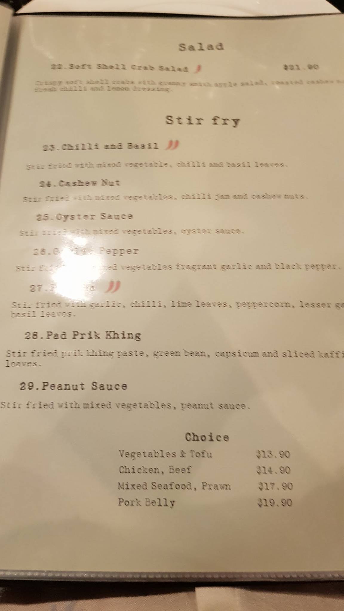 Menu at Limlong Thai Restaurant, Forster