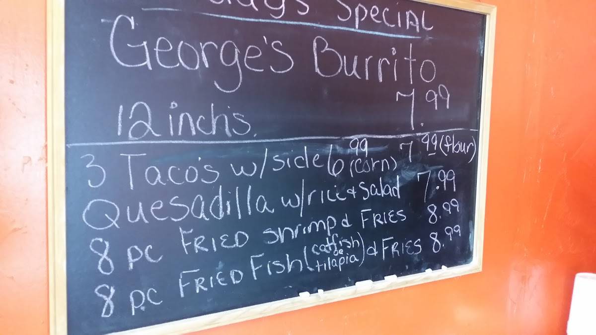 Menu at Frank's Taco Station restaurant, Riverside